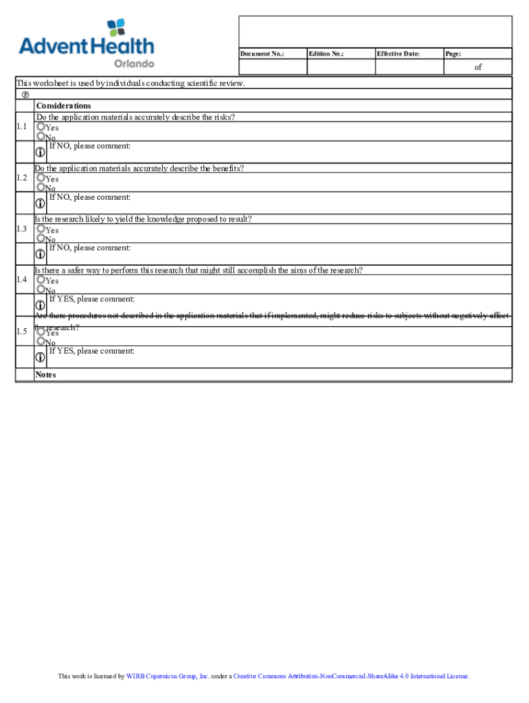 Fillable Online WORKSHEET. Copyright 2013 WIRB Copernicus Group. All rights reserved. Fax Email ...