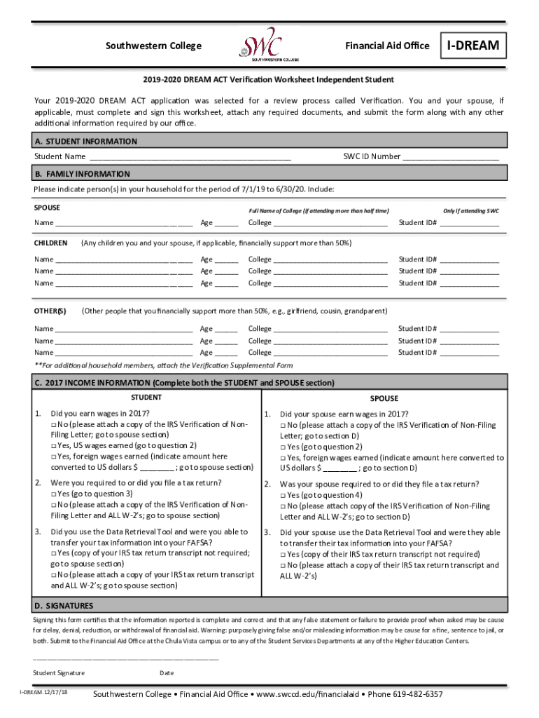 Fillable Online Your 2019-2020 DREAM ACT application was selected for a ...