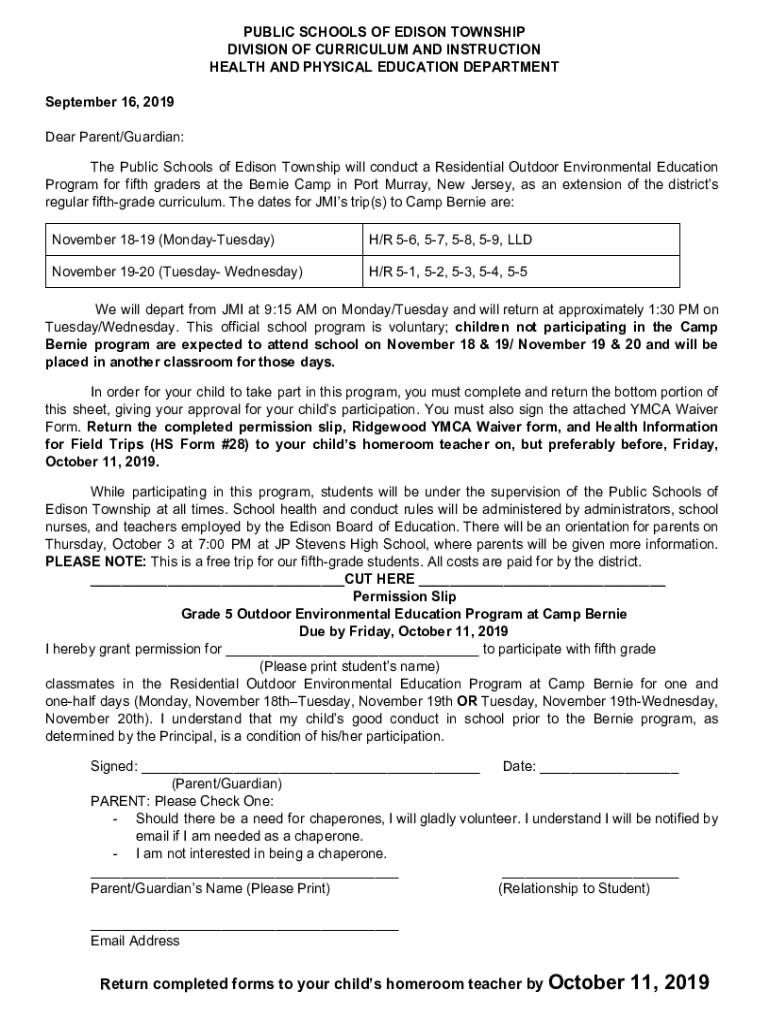 Fillable Online Return completed forms to your child's homeroom teacher ...