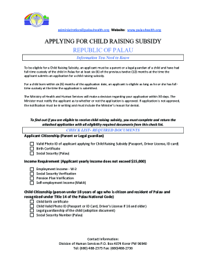 Fillable Online Child Subsidy Check List Aplicationedited Fax Email ...