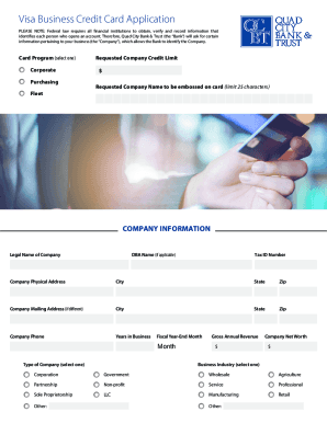 Fillable Online Visa Business Credit Card ApplicationCommunity BT Fax ...