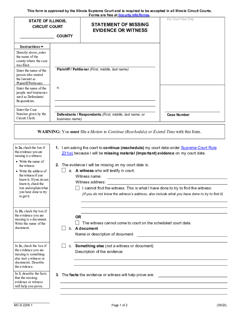 Fillable Online Illinois Standardized Forms - Approved - Statement of ...