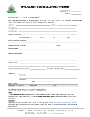 Fillable Online APPLICATION FOR DEVELOPMENT PERMIT FOR AN ... Fax Email ...