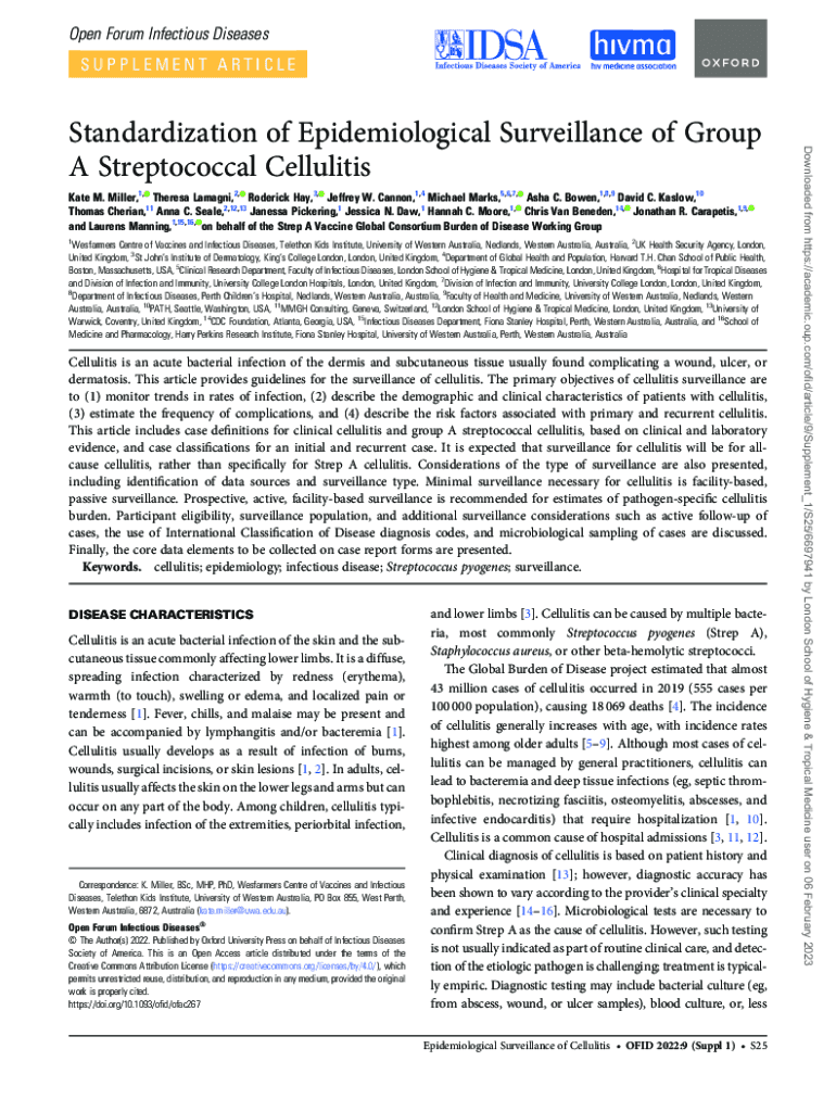 Fillable Online Standardization of Epidemiological Surveillance of Group A Streptococcal ...