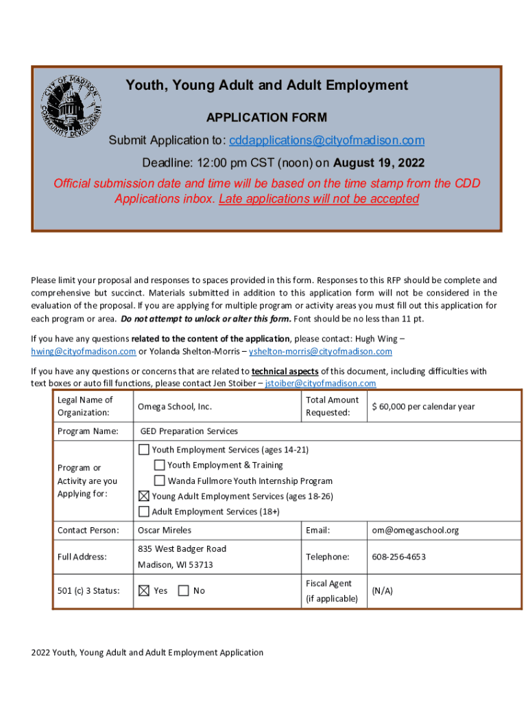 Fillable Online Community Development, City of Madison, Wisconsin Fax Email Print - pdfFiller