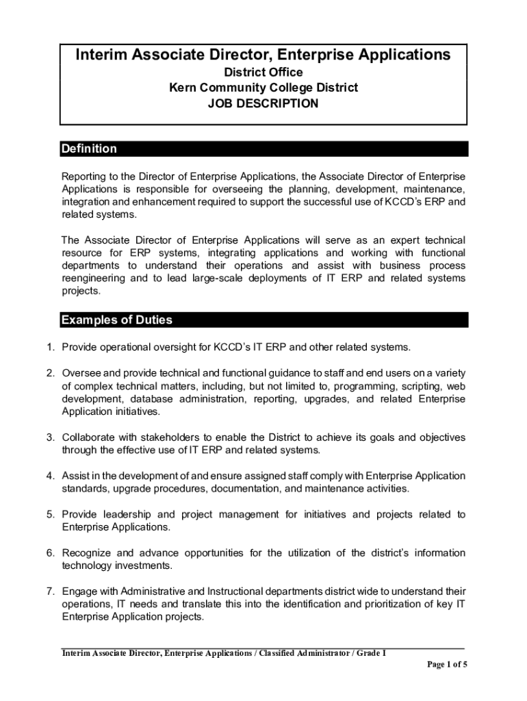 Fillable Online Associate Director Enterprise Applications (One or More ... Fax Email Print ...
