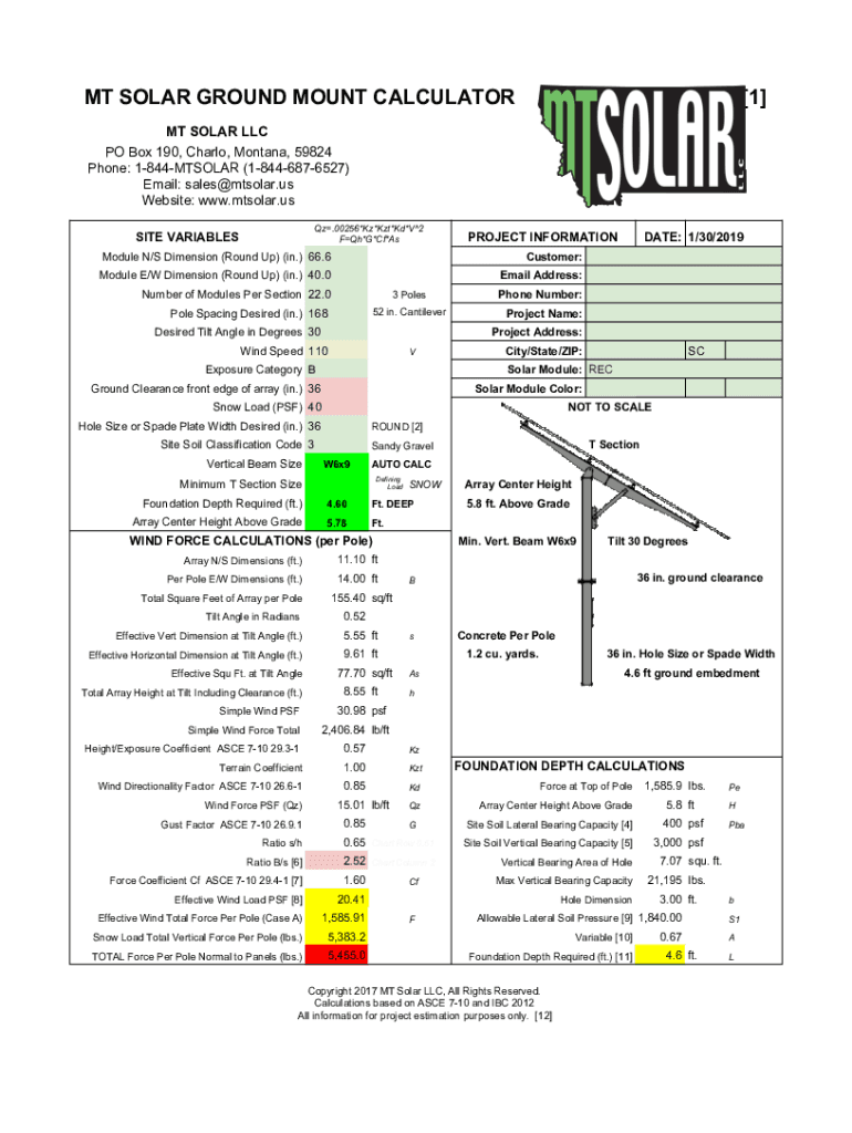 Fillable Online MT Solar - USA Manufacturer of Pole Mounts and Solar ...