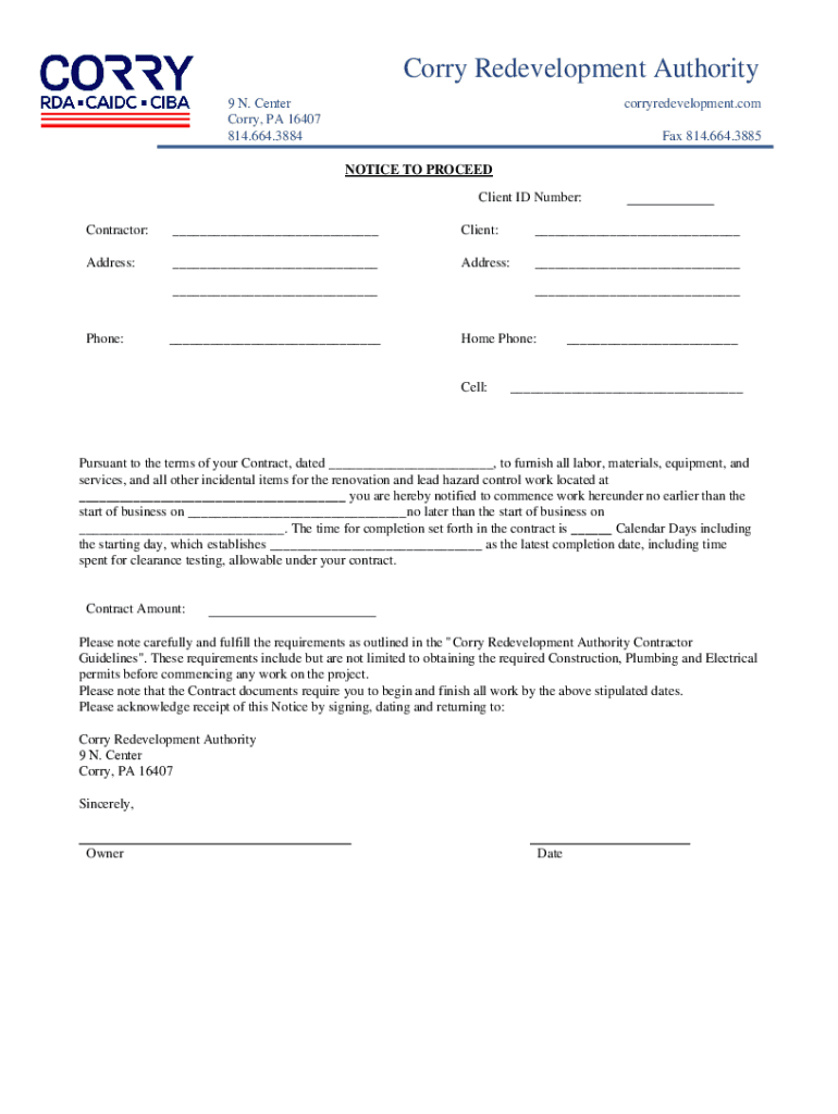 Fillable Online Map for Redevelopment Authority of the City of Corry ...