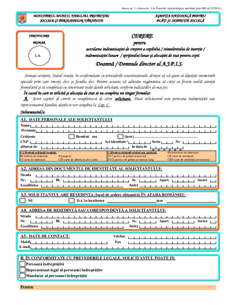 Fillable Online CERERE Doamn / Domnule director al A.J.P.I.S. Fax Email ...