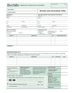Fillable Online Lee Valley Tools - CDN Return and Exchange Form (85 KB ...