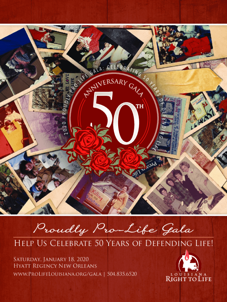 Fillable Online Proudly Pro-Life Gala: Mr. Don Garvey '50 SA Sponsors ...