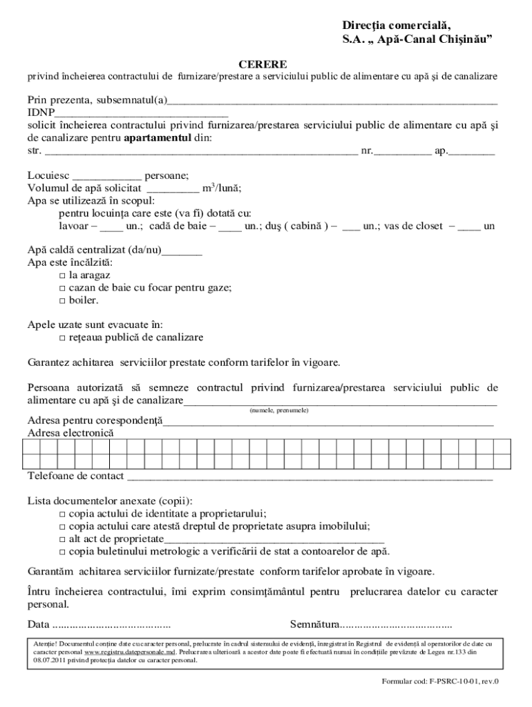 Fillable Online privind ncheierea contractului de furnizare/prestare a ...