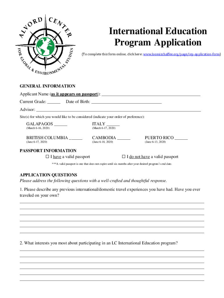 Fillable Online International Education Program Application Fax Email Print - pdfFiller