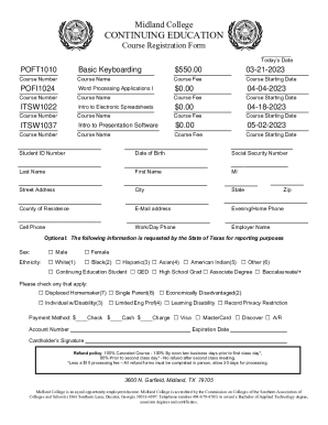 Fillable Online CONTINUING EDUCATION - Course Registration Form Fax ...