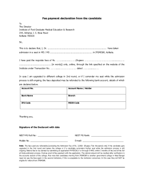 Fillable Online Fee payment declaration from the candidate Fax Email ...