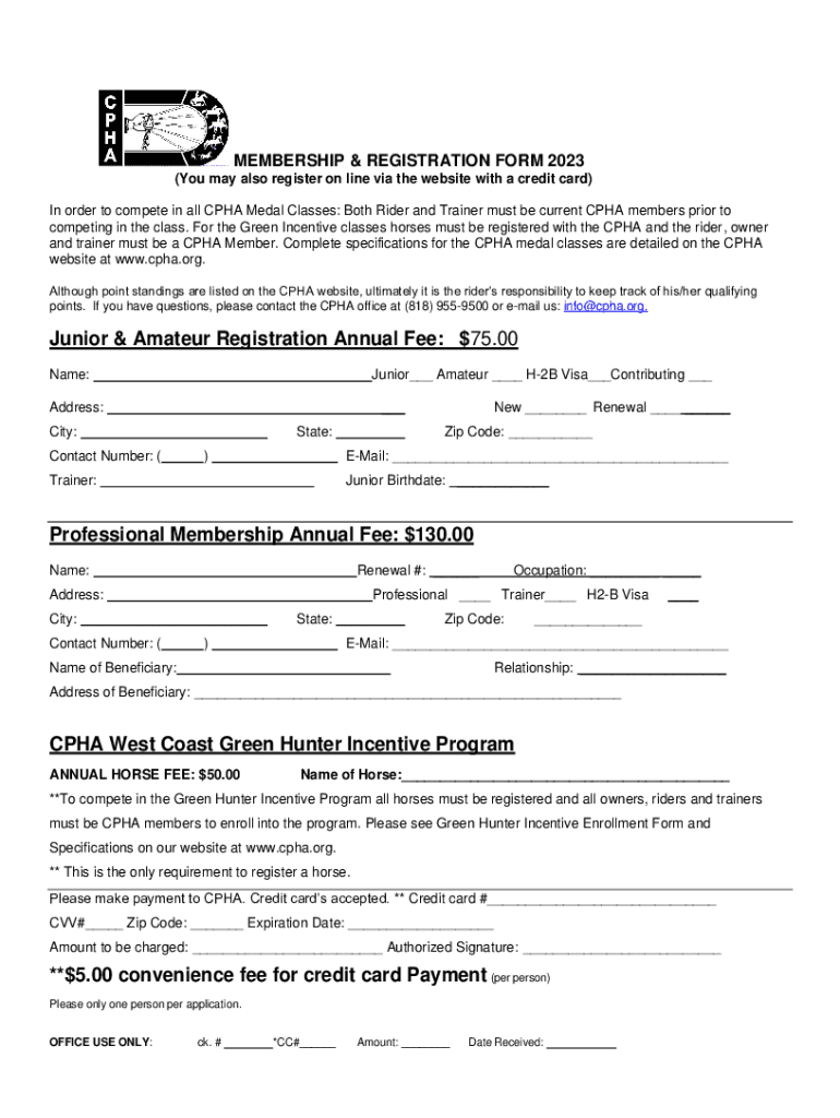 Fillable Online MEMBERSHIP & REGISTRATION FORM 2023 Fax Email Print ...