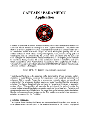 Fillable Online Crooked River Ranch Fire & Rescue - Shift Captain ...