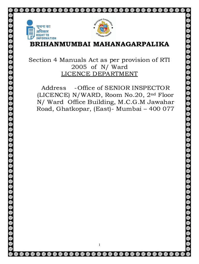 Fillable Online RTI 17 MANUAL for License N Ward. ... Fax Email Print ...