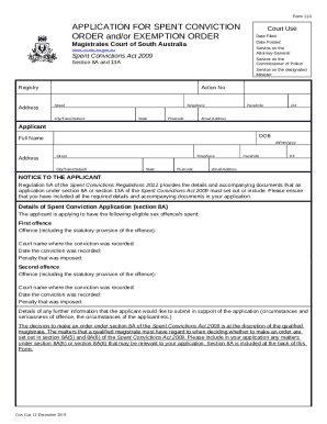 APPLYING FOR A SPENT CONVICTION ORDER Doc Template | pdfFiller