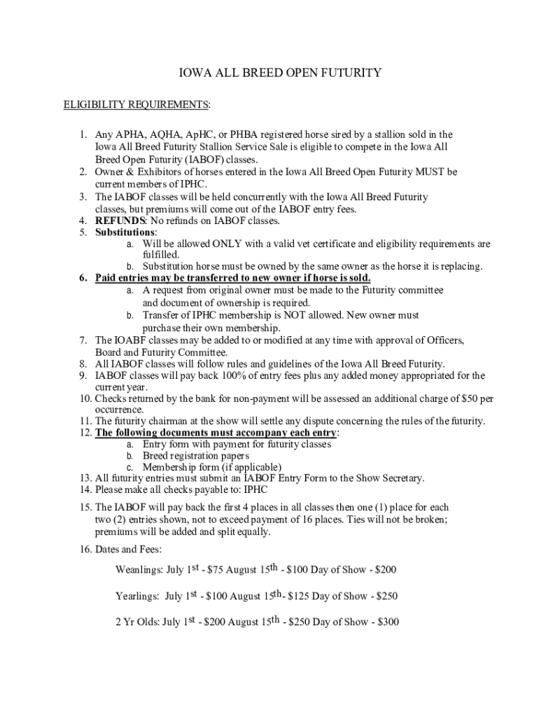 Fillable Online Iowa All Breed Open Futurity Rules and Entry Form (2).docx Fax Email Print ...