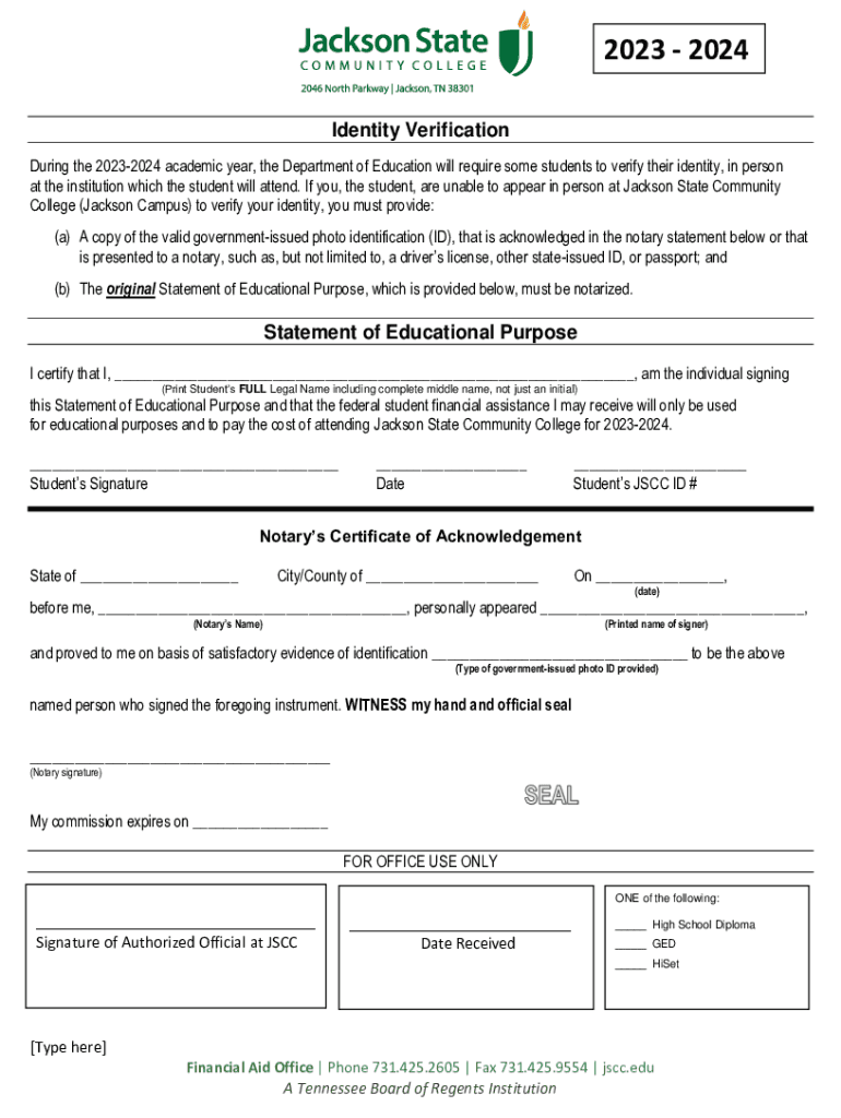 Fillable Online Federal VerificationFinancial Aid Fax Email Print ...