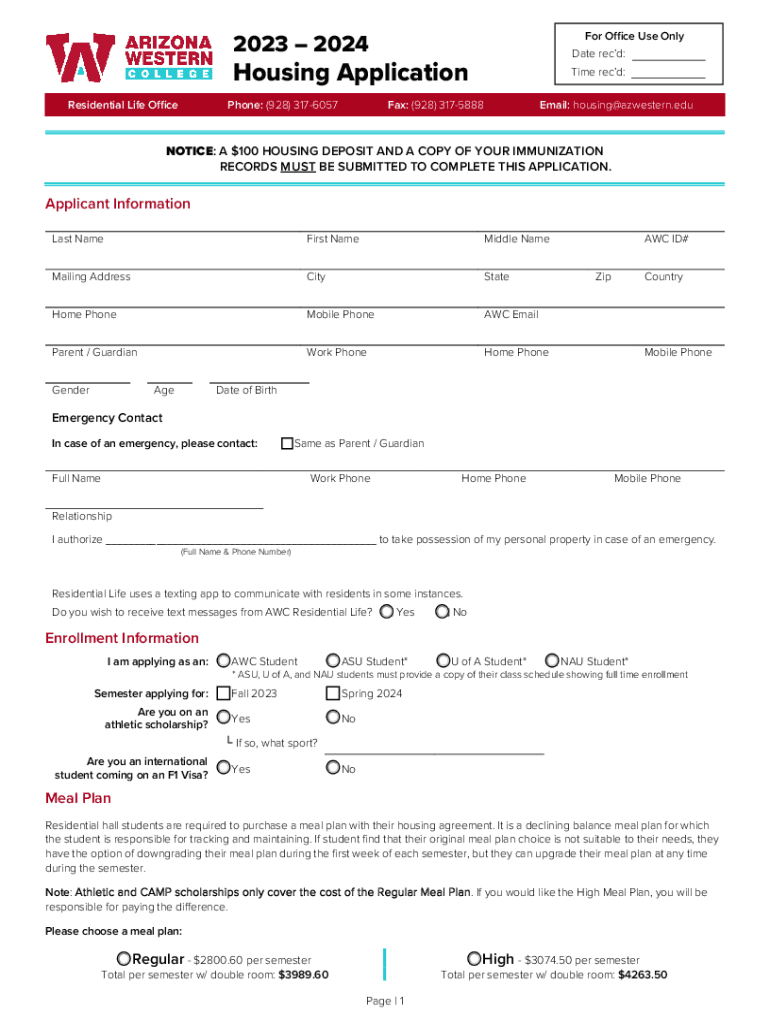Fillable Online Housing Info Sheet.aic Fax Email Print - pdfFiller