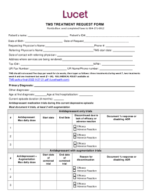 Fillable Online TMS Treatment Request Form Lucet Fax Email Print ...