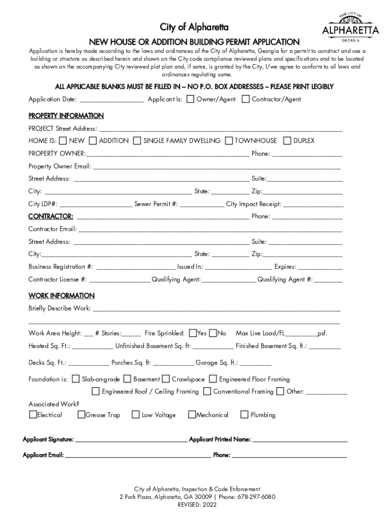 Fillable Online Fillable Online alpharetta ga New House or Addition ... Fax Email Print - pdfFiller