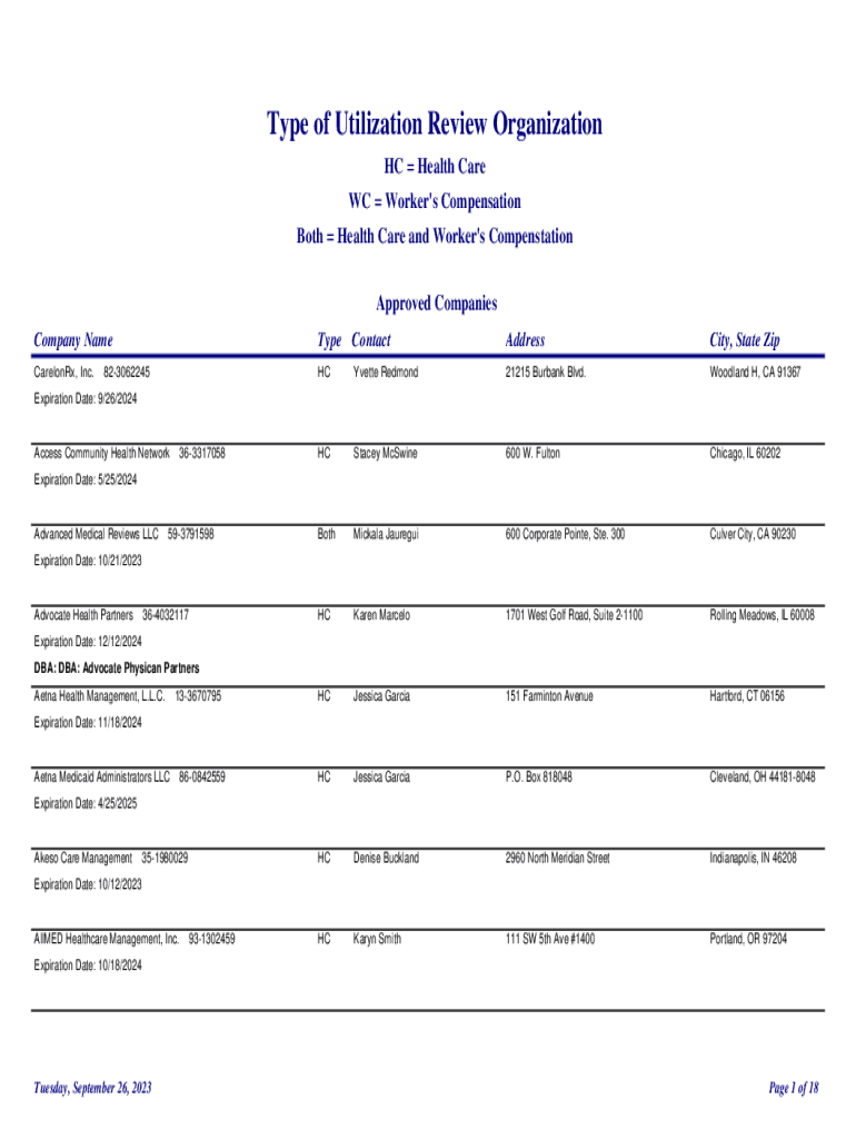 Fillable Online insurance illinois Utilization Review - Management Services - City of Burbank ...