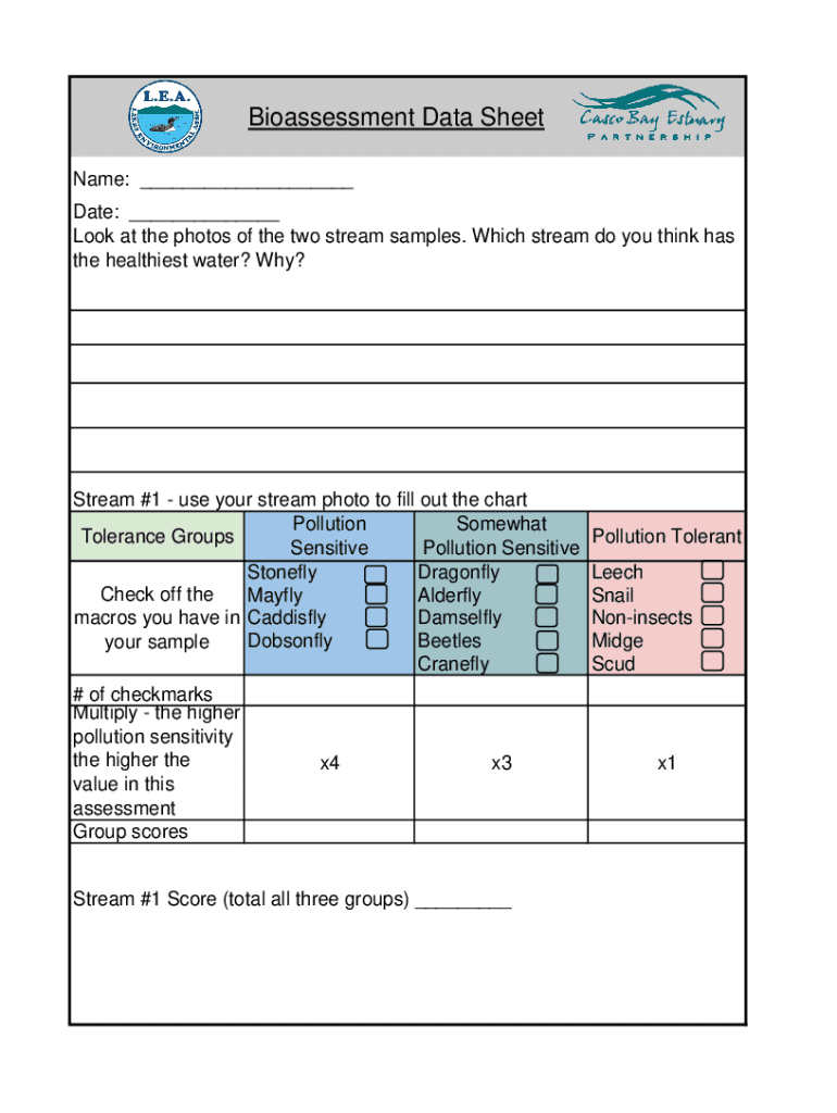 Fillable Online Stream BiologyCitizen Science Fact Sheet W-8 Fax Email ...