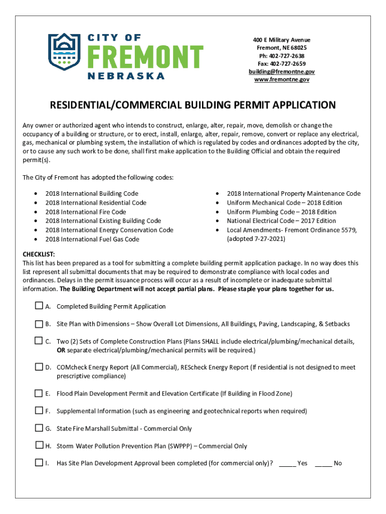 Fillable Online RESIDENTIAL/COMMERCIAL BUILDING PERMIT APPLICATION Fax Email Print - pdfFiller