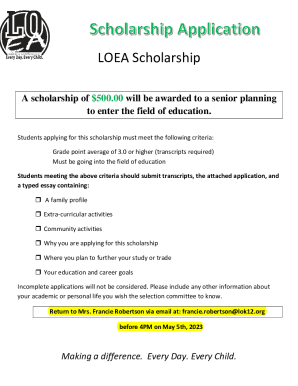 Fillable Online LOEA Scholarship Fax Email Print - pdfFiller