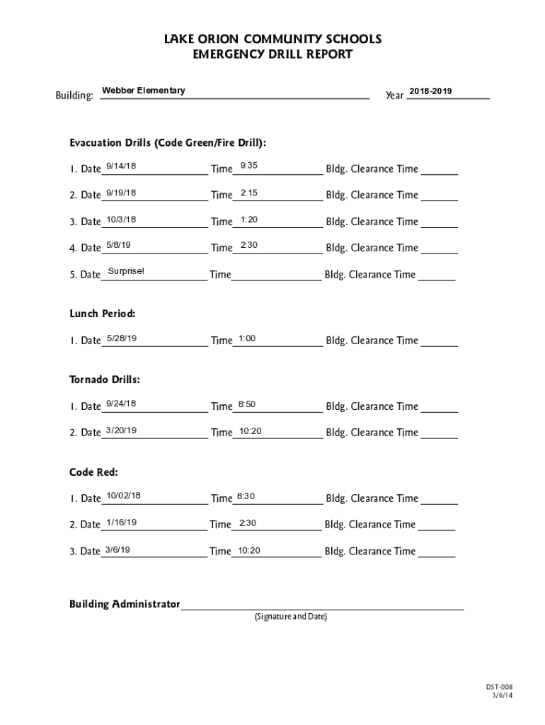Fillable Online Fire Drill - Huron Building - Events at LCC Fax Email ...