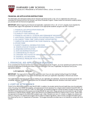 Fillable Online Financial Aid Application Overview - Harvard Law School ...