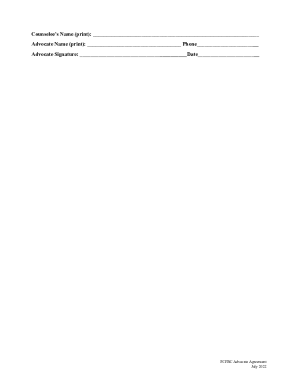 Fillable Online counseling advocate agreement Fax Email Print - pdfFiller