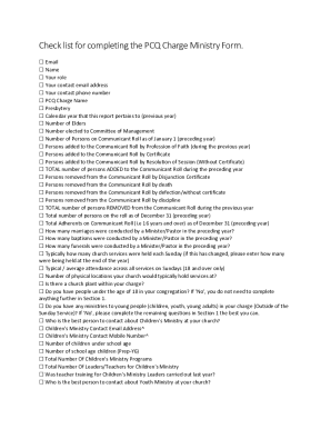 Fillable Online Checklist for completing the PCQ Charge Ministry Form ...