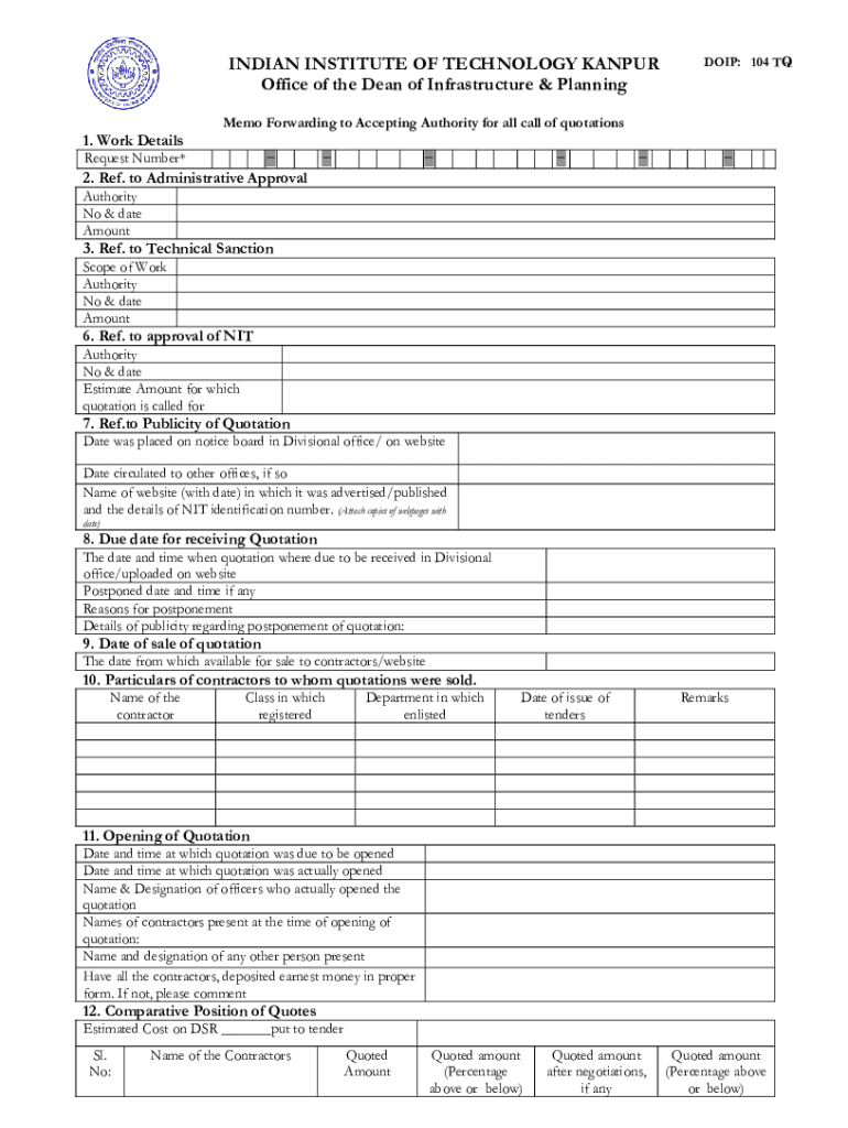 Fillable Online P. V. Rao - Dean, Planning at Indian Institute of ...