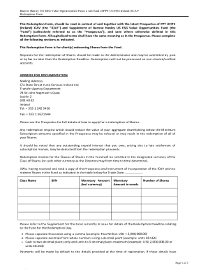 Fillable Online This Redemption Form, should be read in context of ...