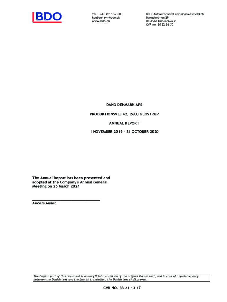 Fillable Online isg engineering services nordic aps c/o bdo ...