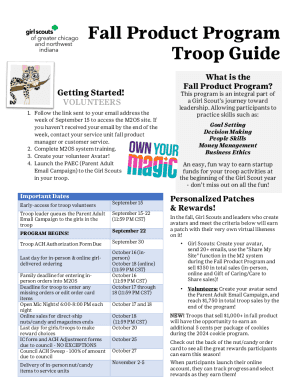 Fillable Online Fall Product Troop Manual by Girl Scouts of Central ...
