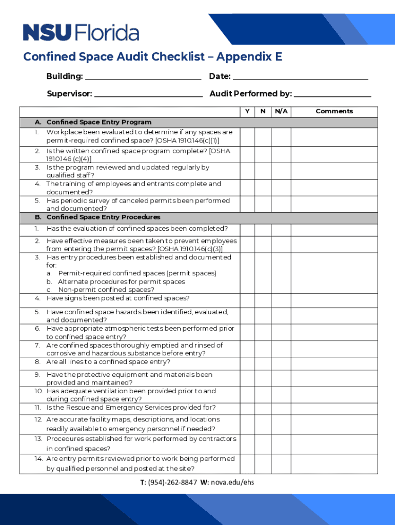 Fillable Online Confined Space Audit Checklist.docx Fax Email Print ...