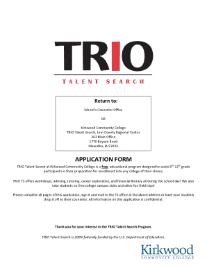 Fillable Online TRIO Talent Search Application Form Fax Email Print ...
