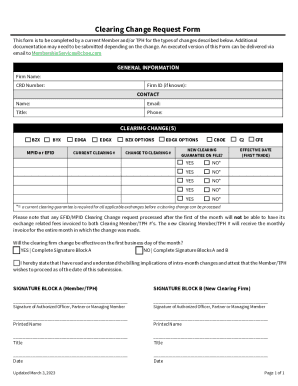 Fillable Online Clearing Change Request Form Fax Email Print - pdfFiller