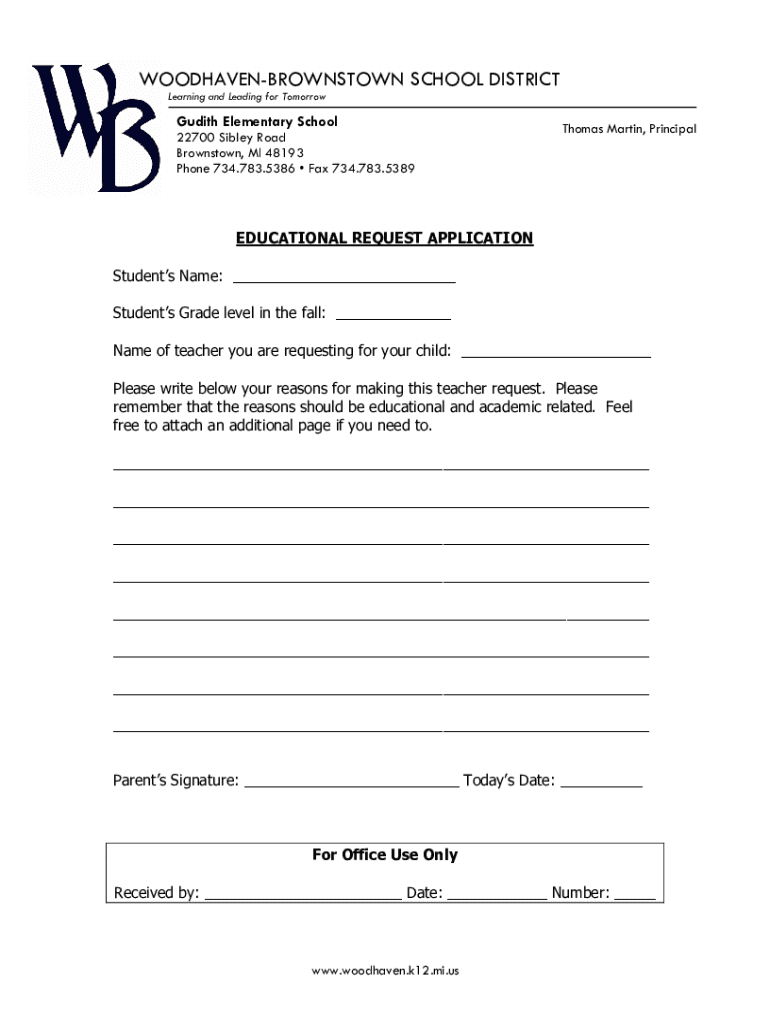 Fillable Online EDUCATIONAL REQUEST APPLICATION Fax Email Print - pdfFiller