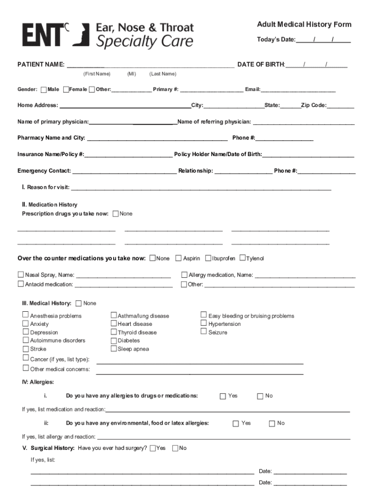 Fillable Online Michigan State University Adult New Patient Forms Fax ...