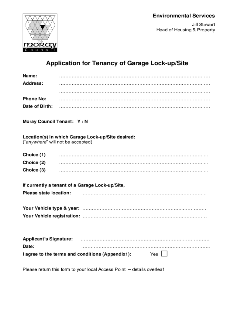 Fillable Online Garage - garage site application form - v2 Updated Dec ...