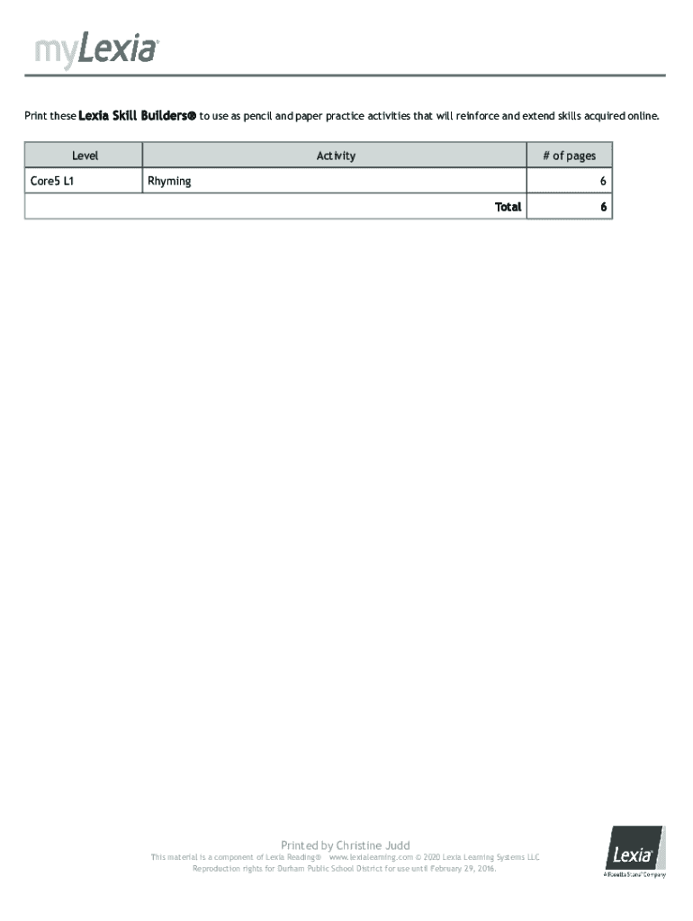 Fillable Online Lexia Core5 Reading can help you engage, celebrate, and ...