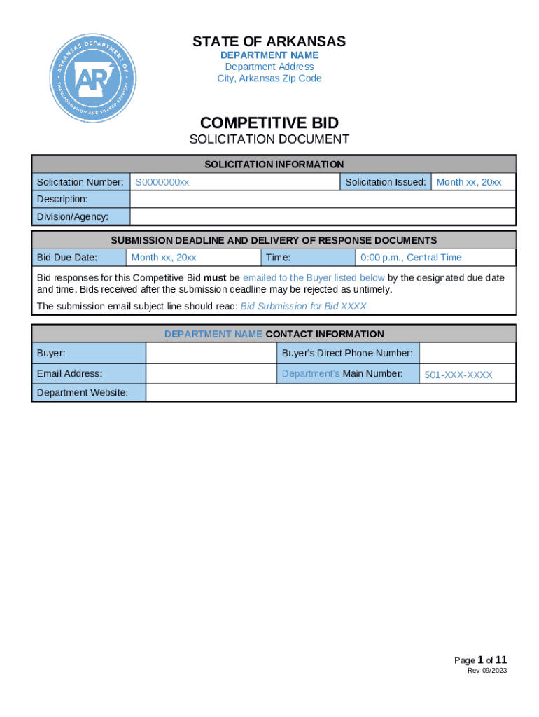 State Bid Current Solicitations Doc Template | pdfFiller