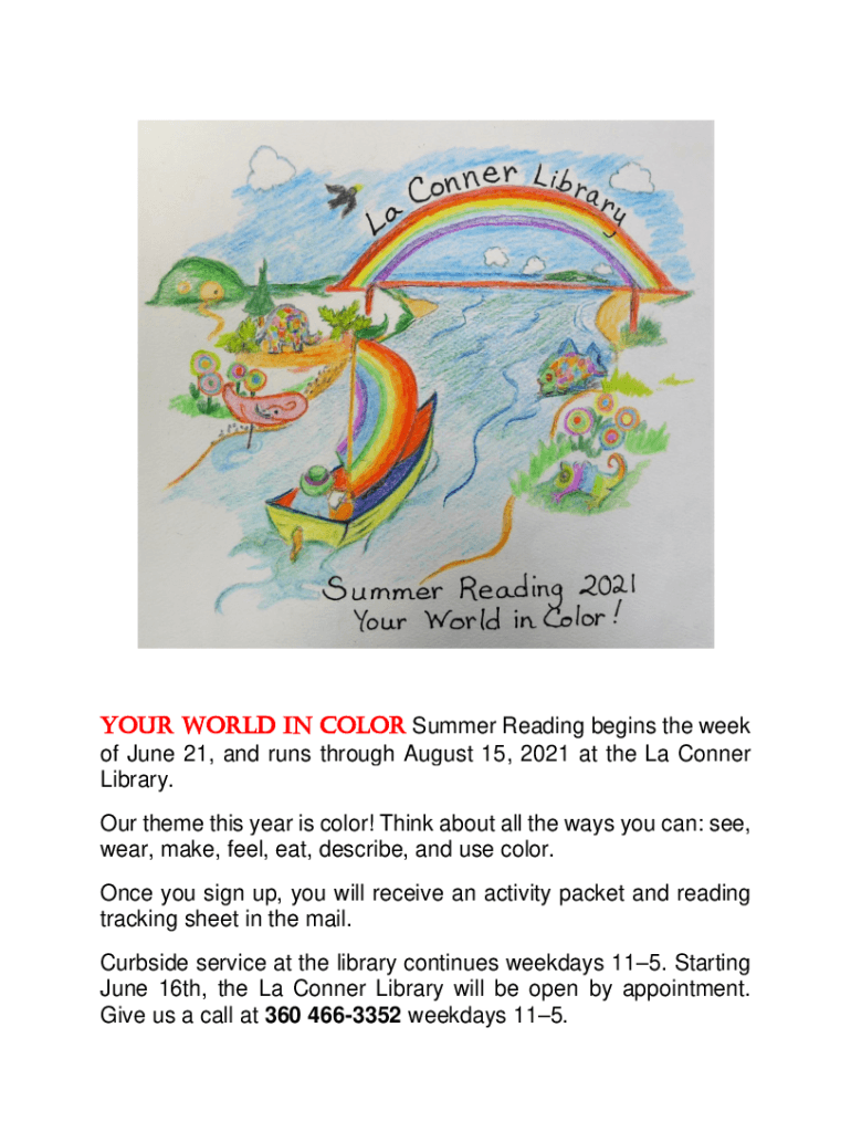 Fillable Online YOUR WORLD IN COLOR Summer Reading begins the week Fax ...