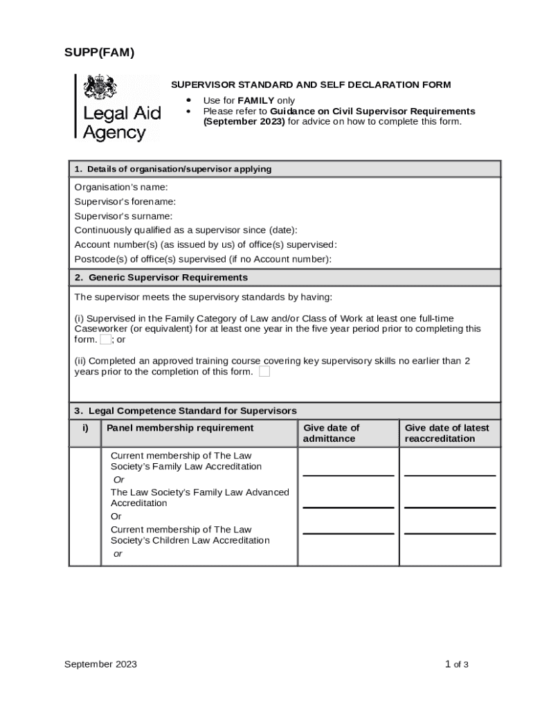 Family Supervisor Declaration Doc Template | pdfFiller